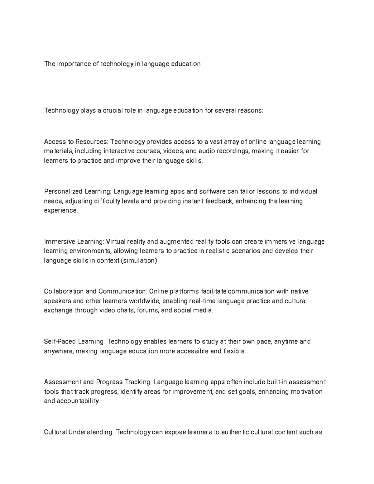 The importance of technology in Language - Personalized Learning ...