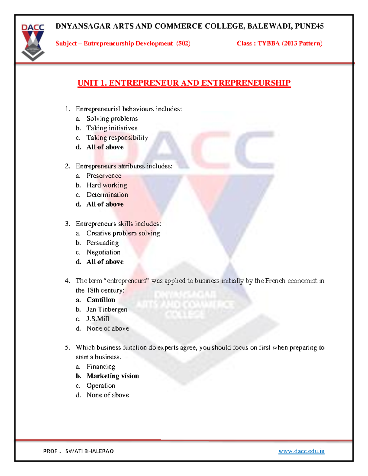 BBA 502 Entrepreneurship-Development - Computer science engneering ...