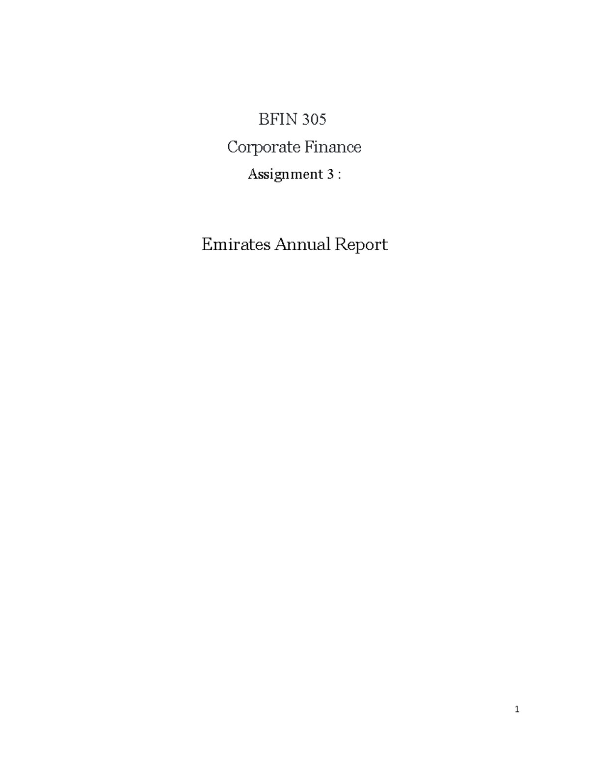 Emirates Annual Report - BFIN 305 Corporate Finance Assignment 3 ...