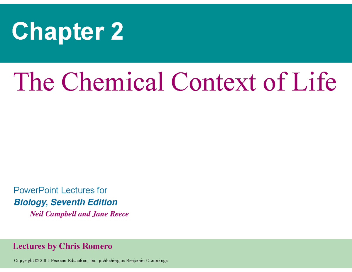 Chapter 2 - PowerPoint Lectures for Biology, Seventh Edition Neil ...