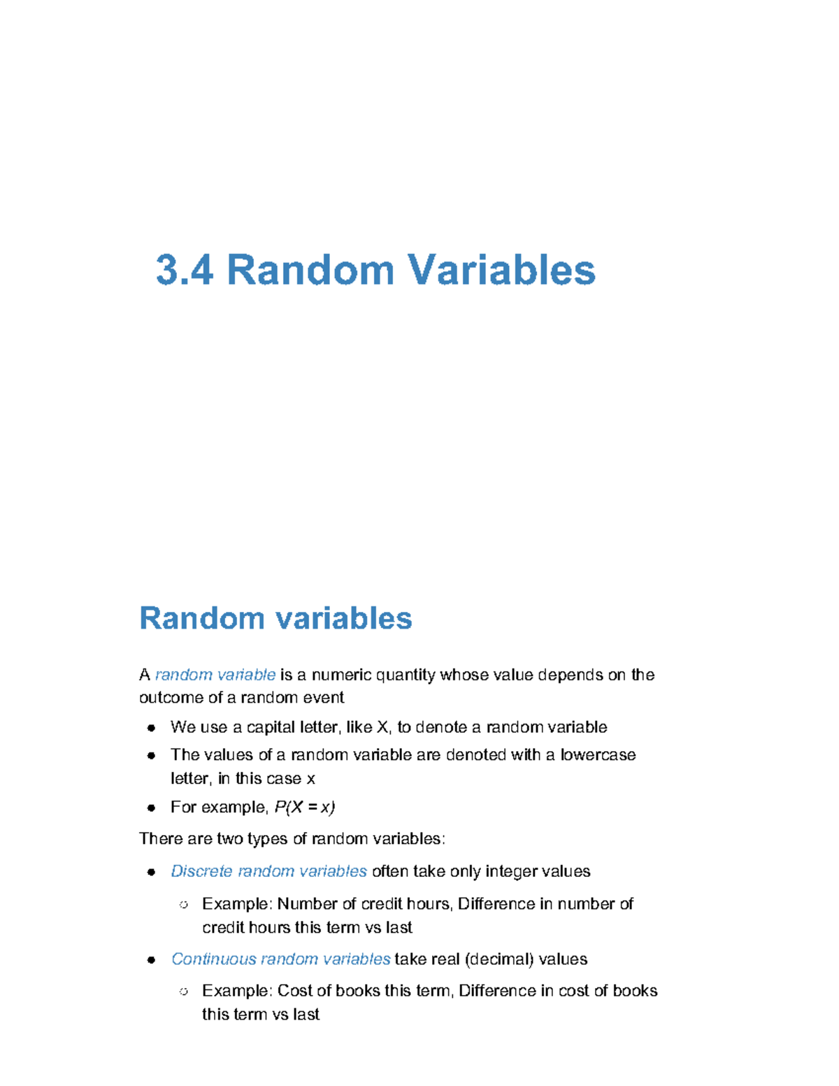 QTM Normal + Binomial Dist - 3 Random Variables There are two types of ...
