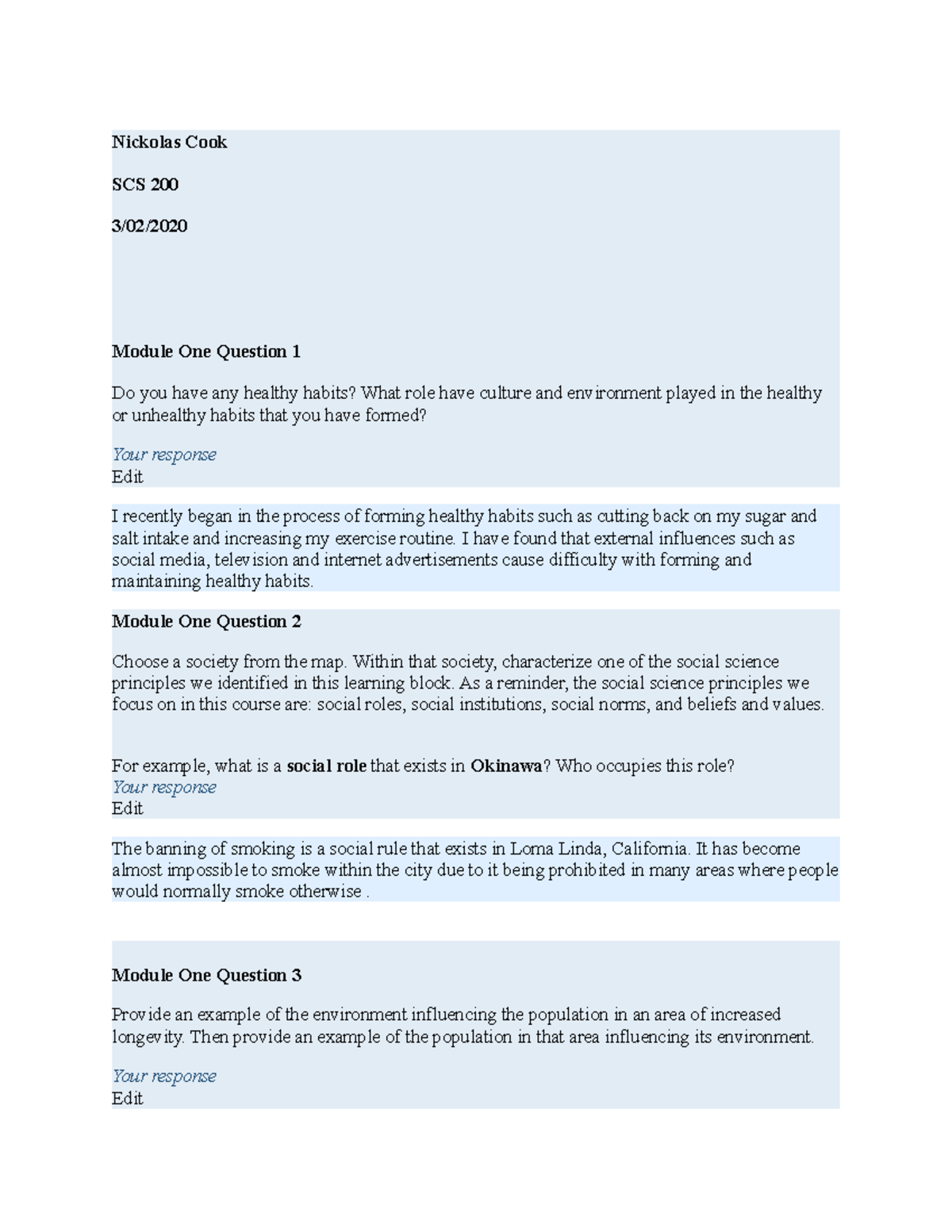1-2 Module One Short Responses - Nickolas Cook SCS 200 3/02/ Module One ...