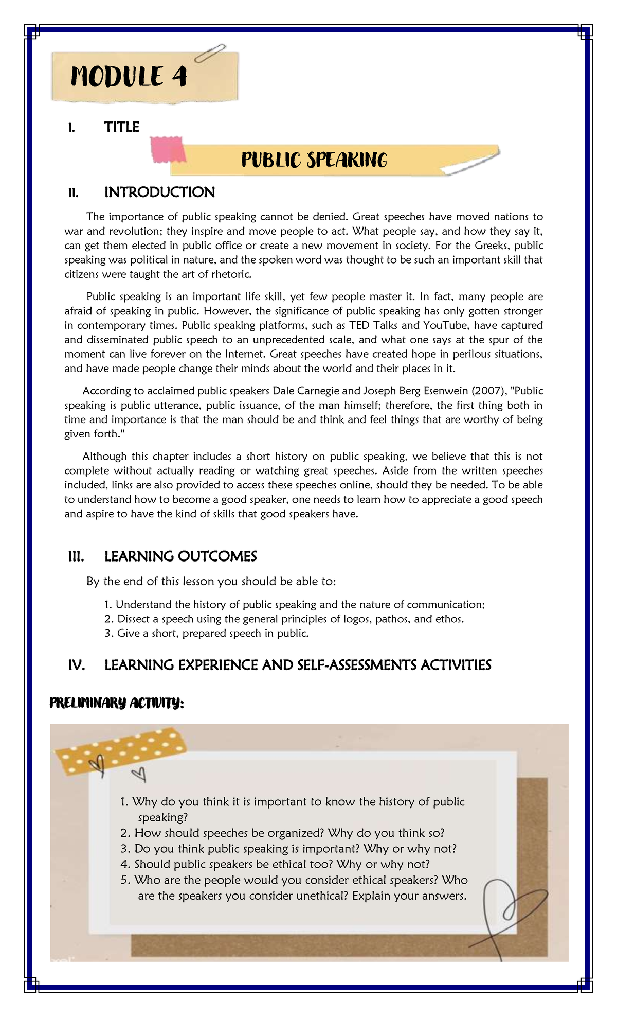 Module 4 Purposive Comm - MODULE 4 Why do you think it is important to ...