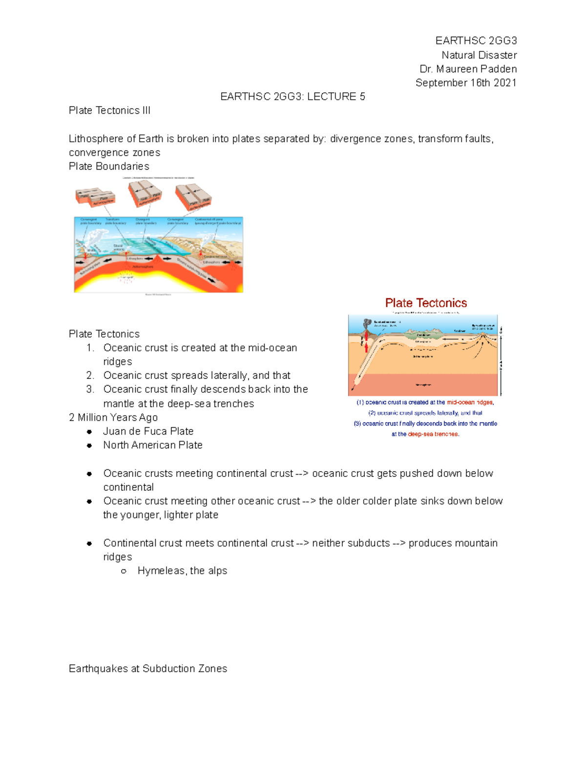 Natural Disasters Lecture Five Notes - Natural Disaster Dr. Maureen ...