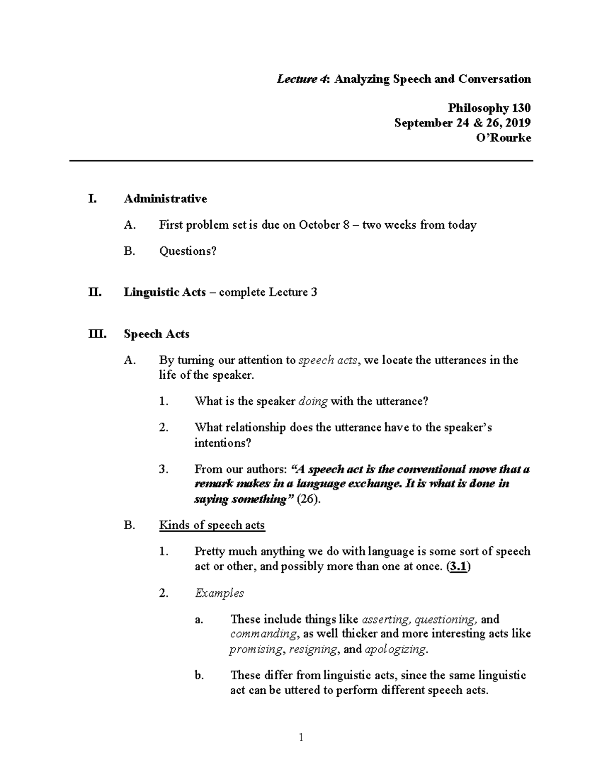 130F19-4Lex-Speech And Conversational Acts - Lecture 4 : Analyzing ...