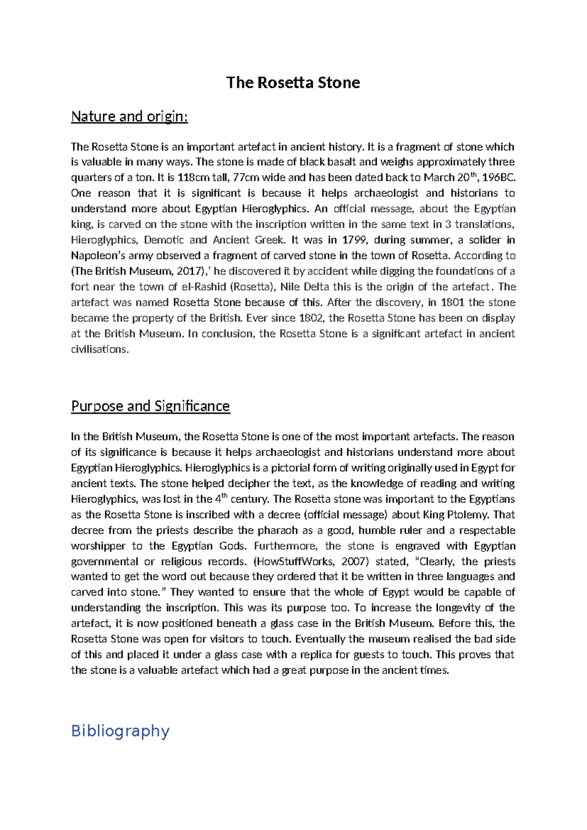 Assignment—The Rosetta Stone history - The Rosetta Stone Nature and ...