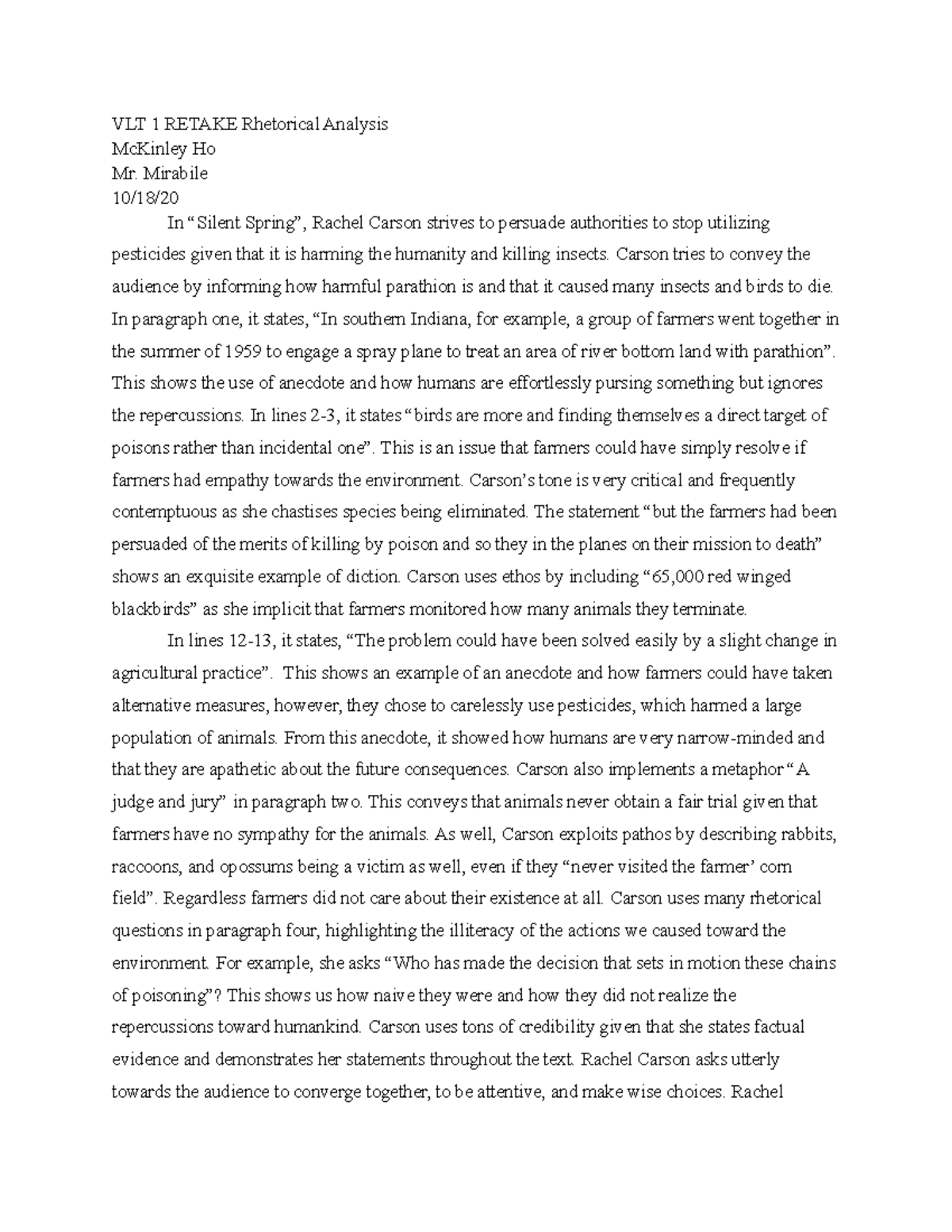 VLT 1 Retake Rhetorical Analysis - VLT 1 RETAKE Rhetorical Analysis ...