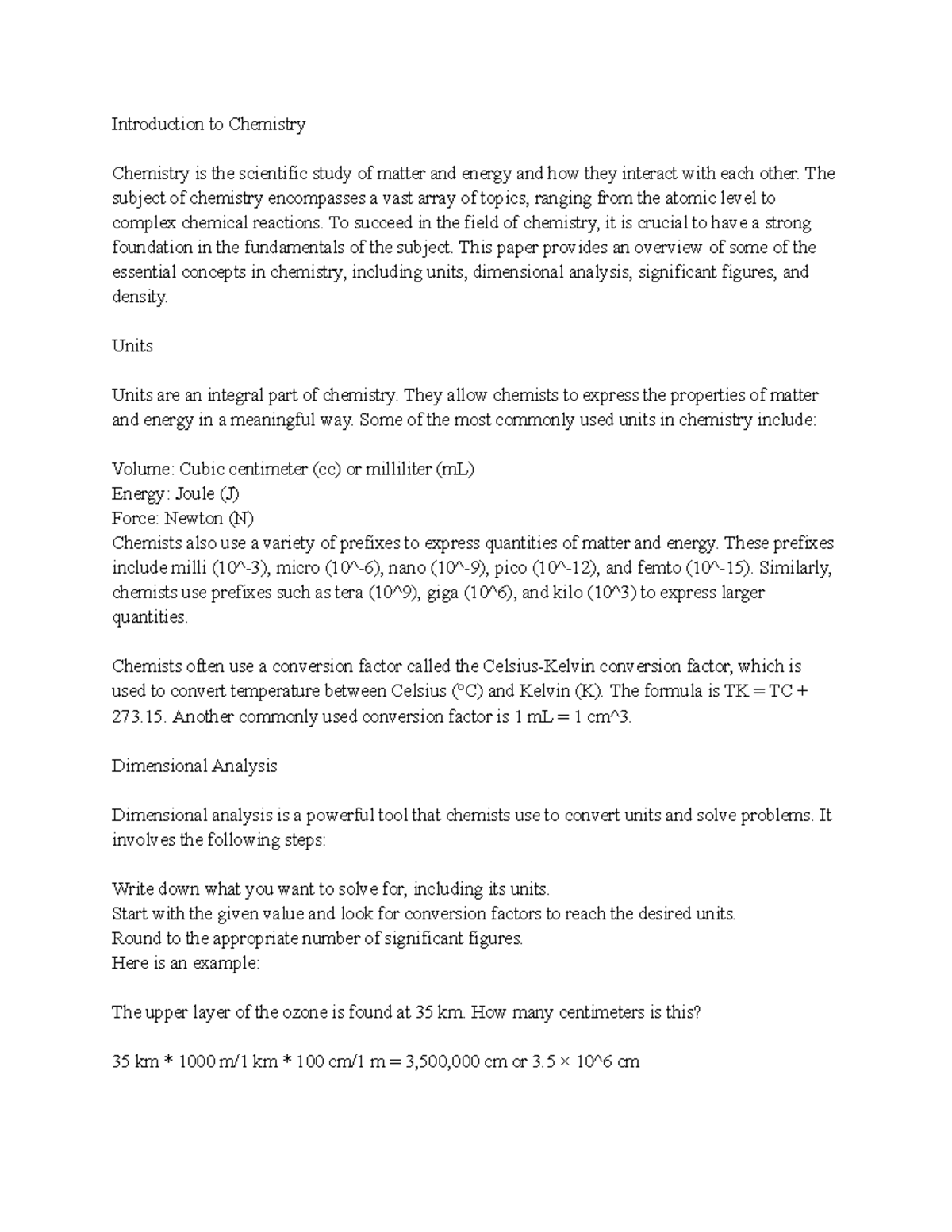 Chem Notes - Introduction to Chemistry Chemistry is the scientific ...