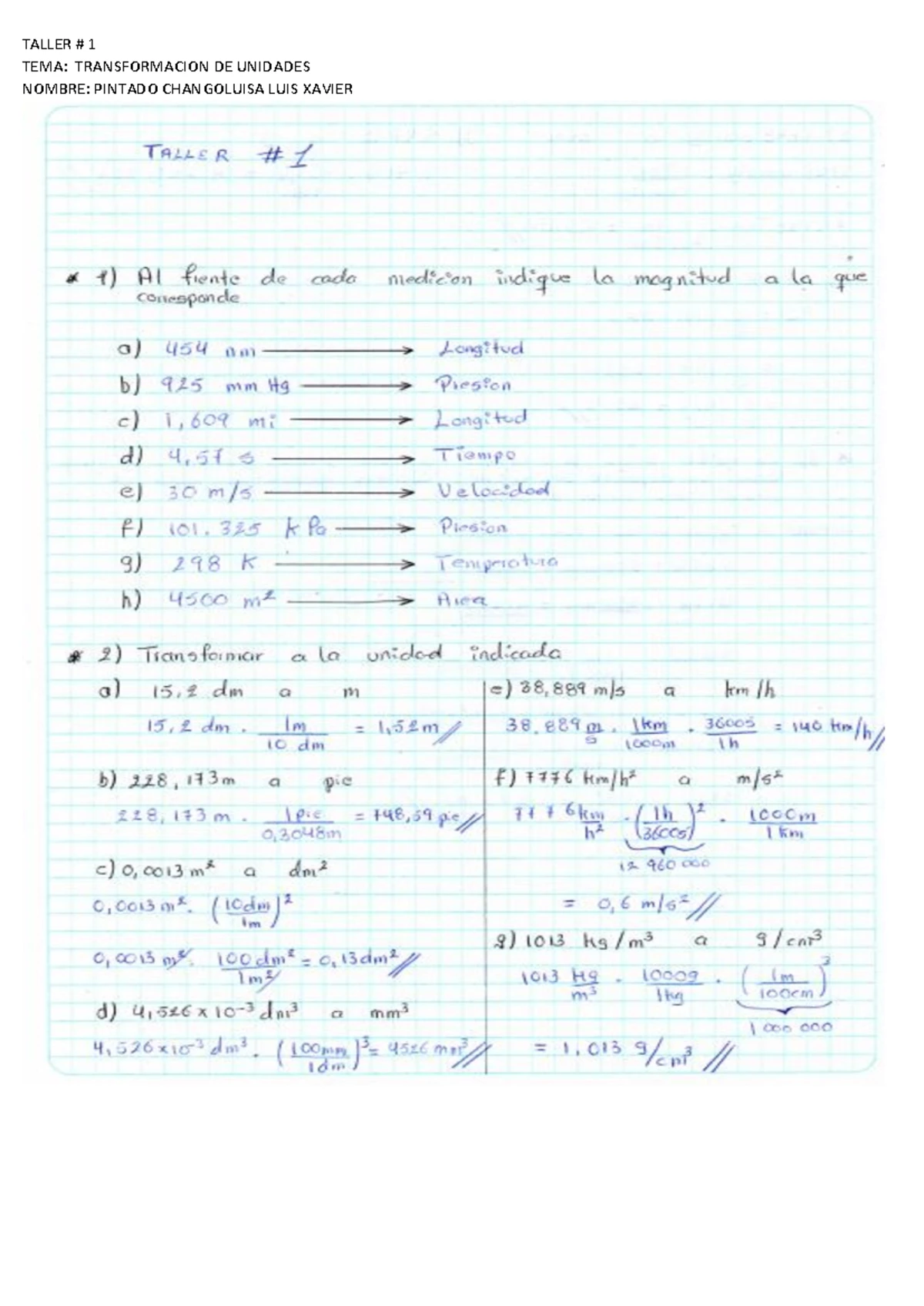 Taller 2 Ejercicios Unidades - TALLER 2: EJERCICIOS TRANSFORMACION DE ...