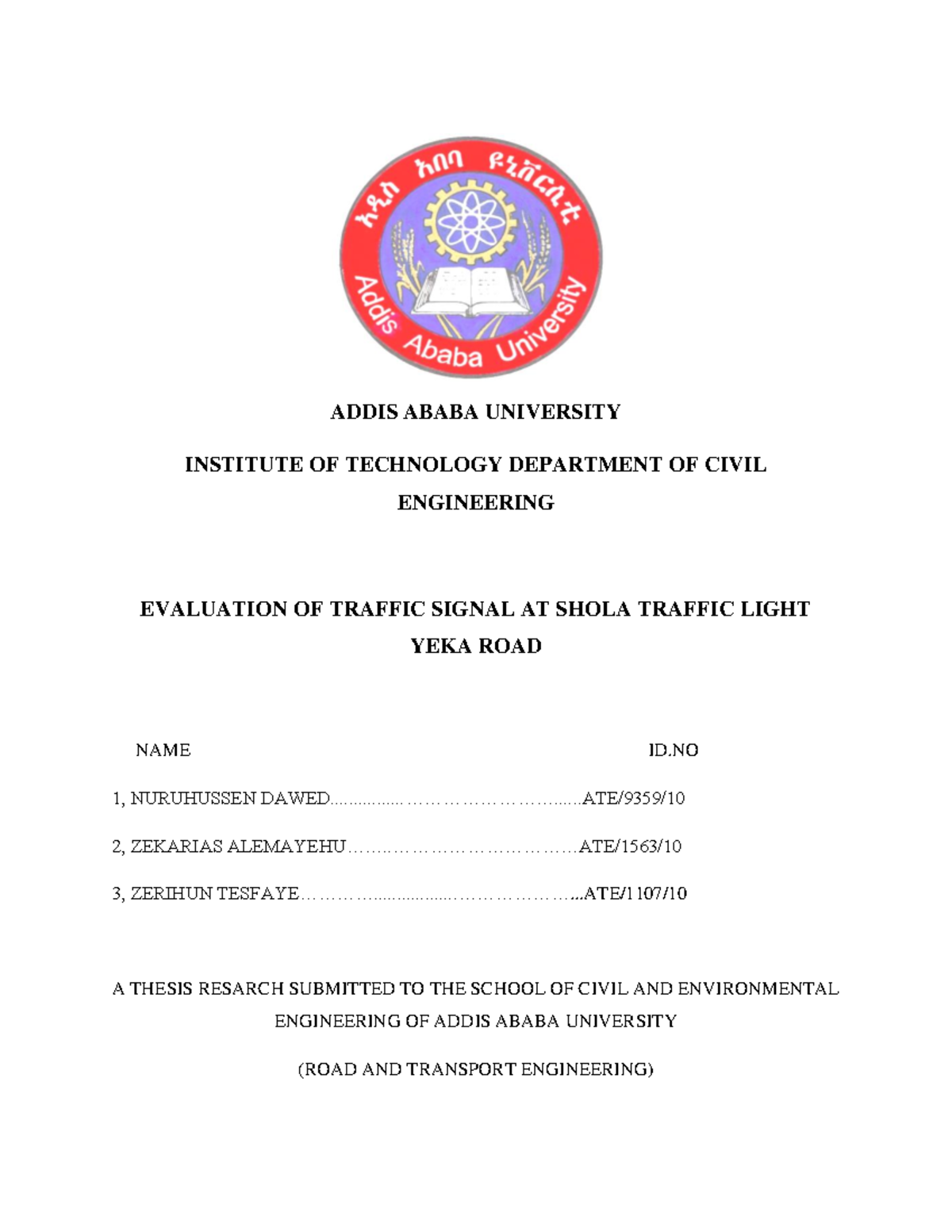 The Final Thesis Paper - ADDIS ABABA UNIVERSITY INSTITUTE OF TECHNOLOGY ...