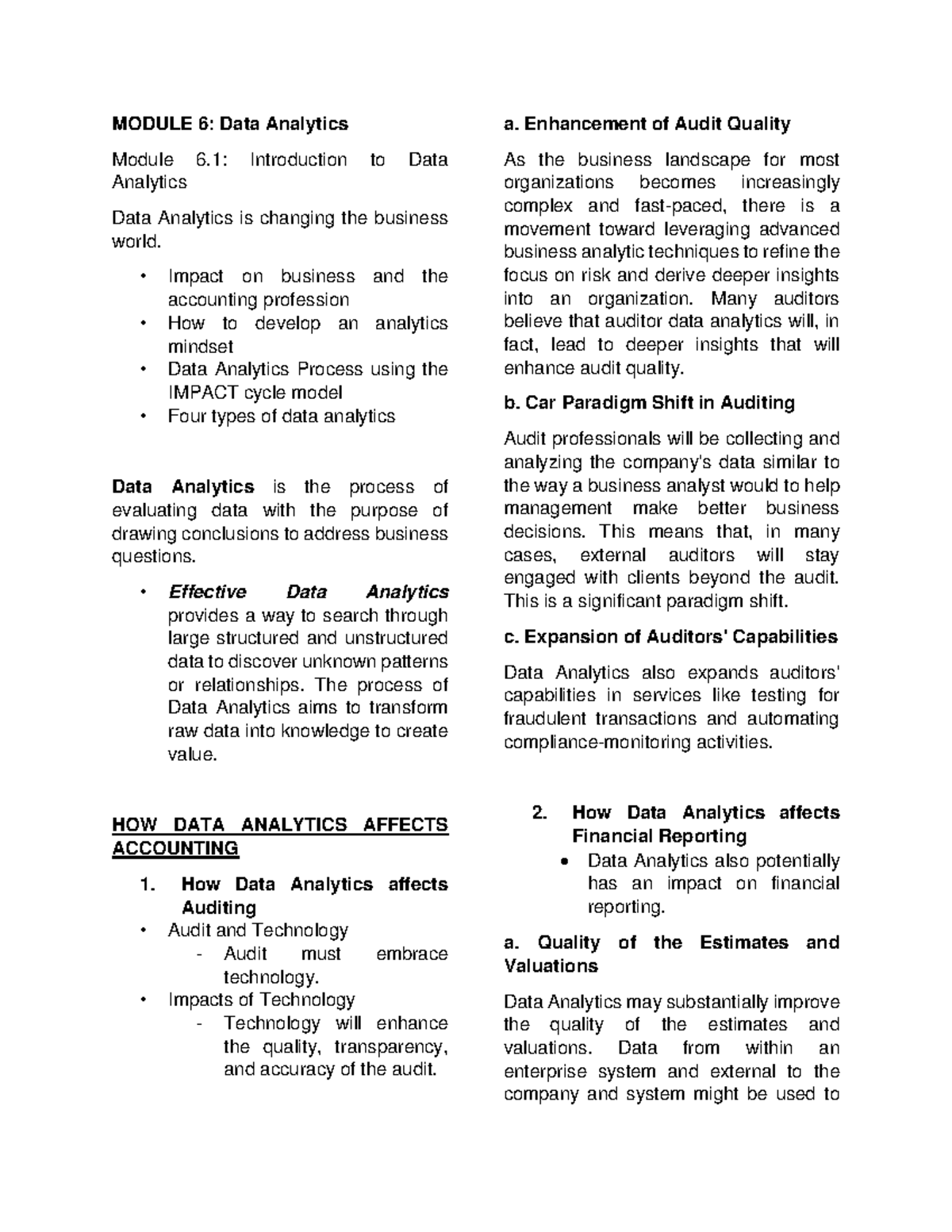 IT APP QUIZ 4 IT Application Notes Information Management - MODULE 6 ...