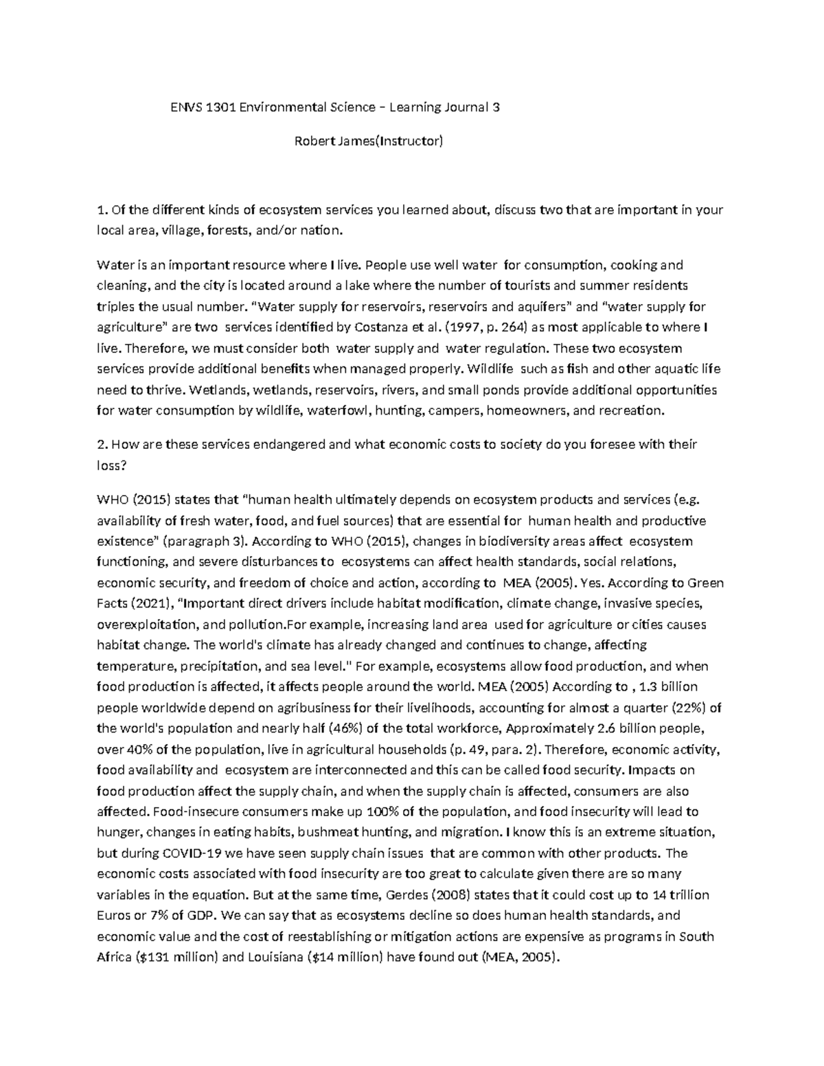 ENVS Unit 3 Journal - ENVS 1301 Environmental Science – Learning ...