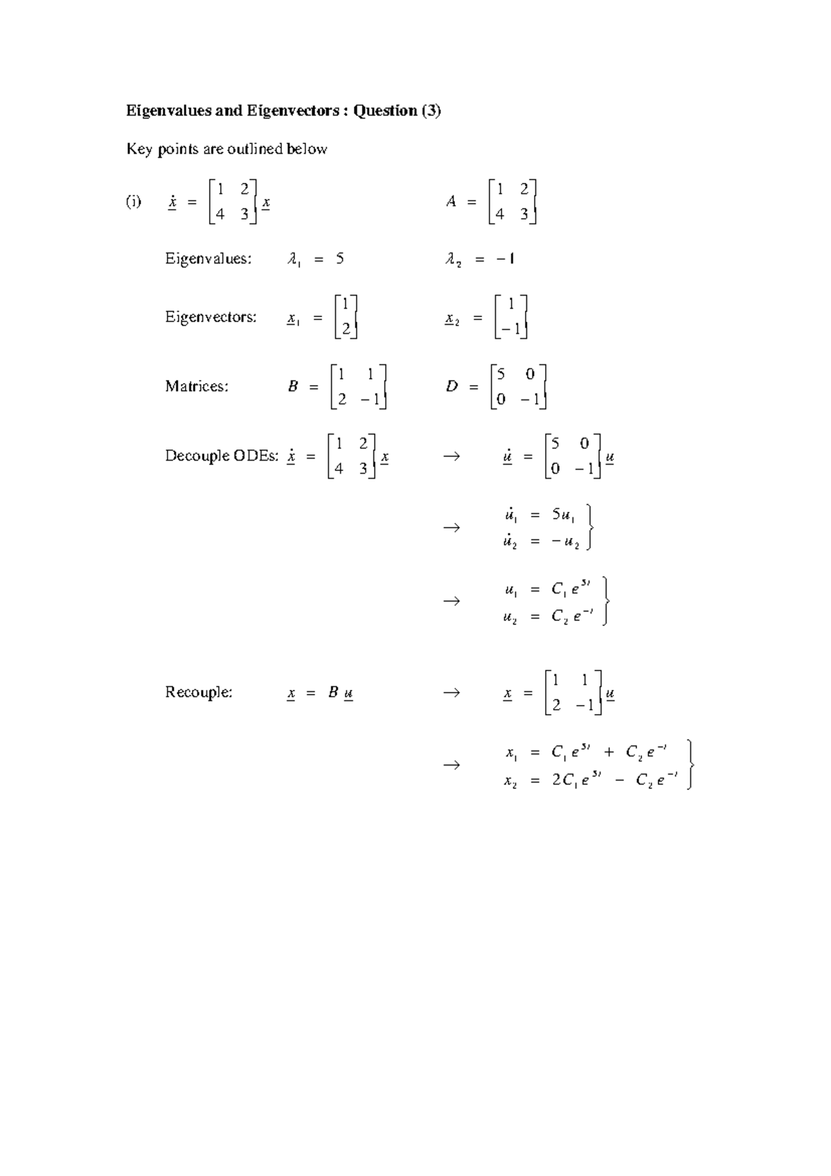 Tutorial 3 Solutions - Eigenvalues and Eigenvectors : Question (3) Key ...