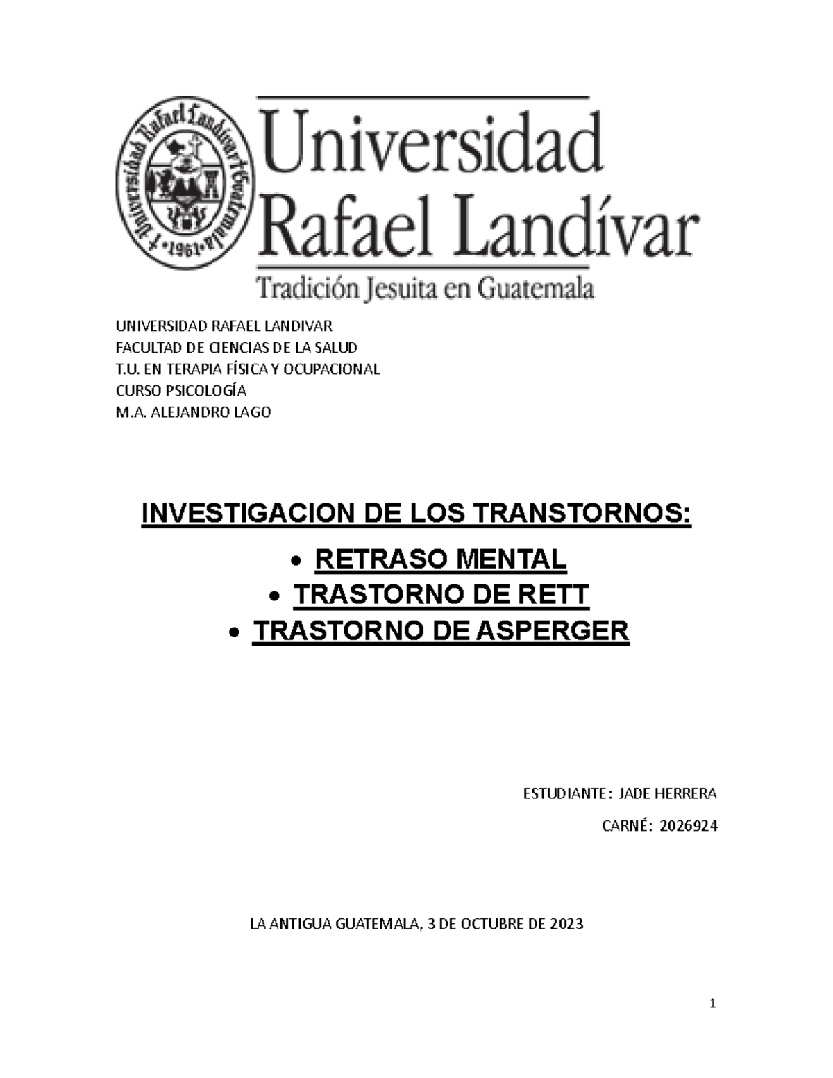 Universidad Rafael Landivar 10 - UNIVERSIDAD RAFAEL LANDIVAR FACULTAD ...