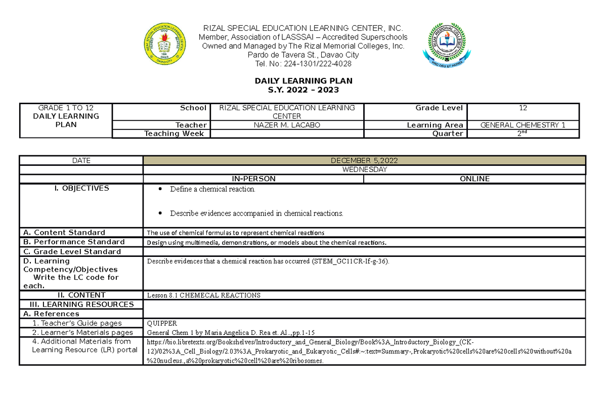 DLL Grade 12 Gen. Bio. 1 - It will help you - ICT - Studocu