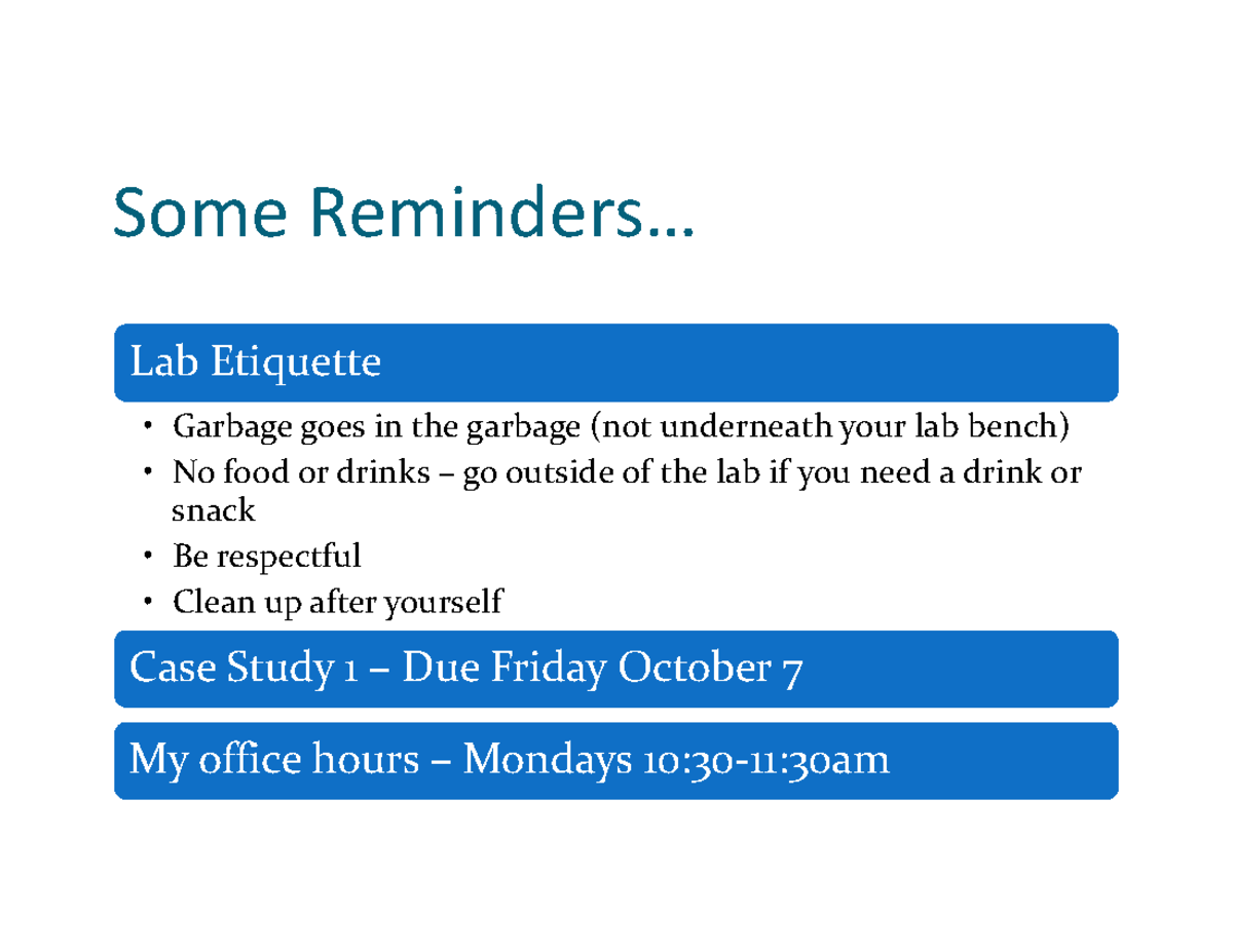 Lectutre 3 - Vasculature - Some Reminders... Lab Etiquette • Garbage ...