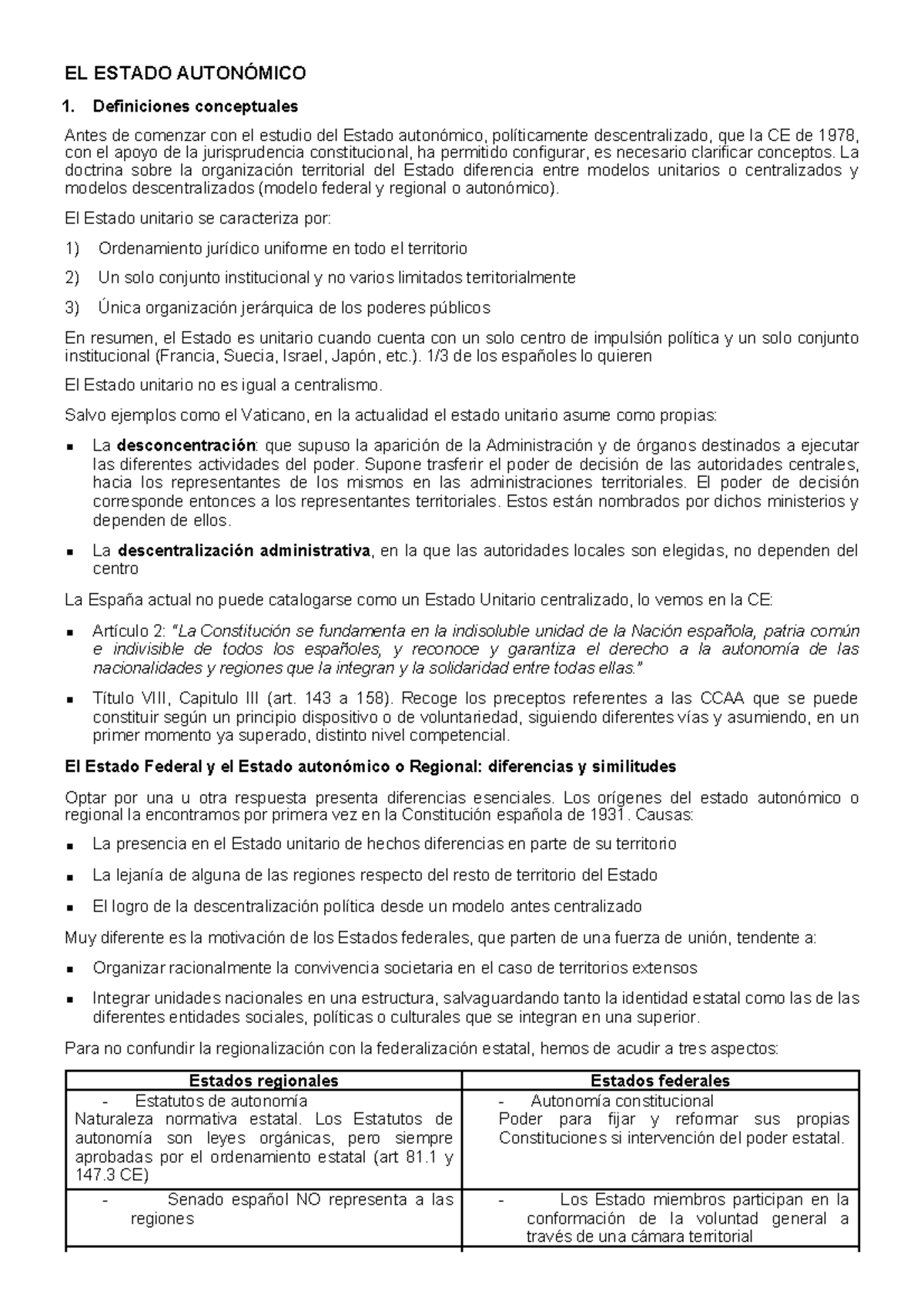 El Estado Autonomico: conceptualización, delimitación constitucional y ...