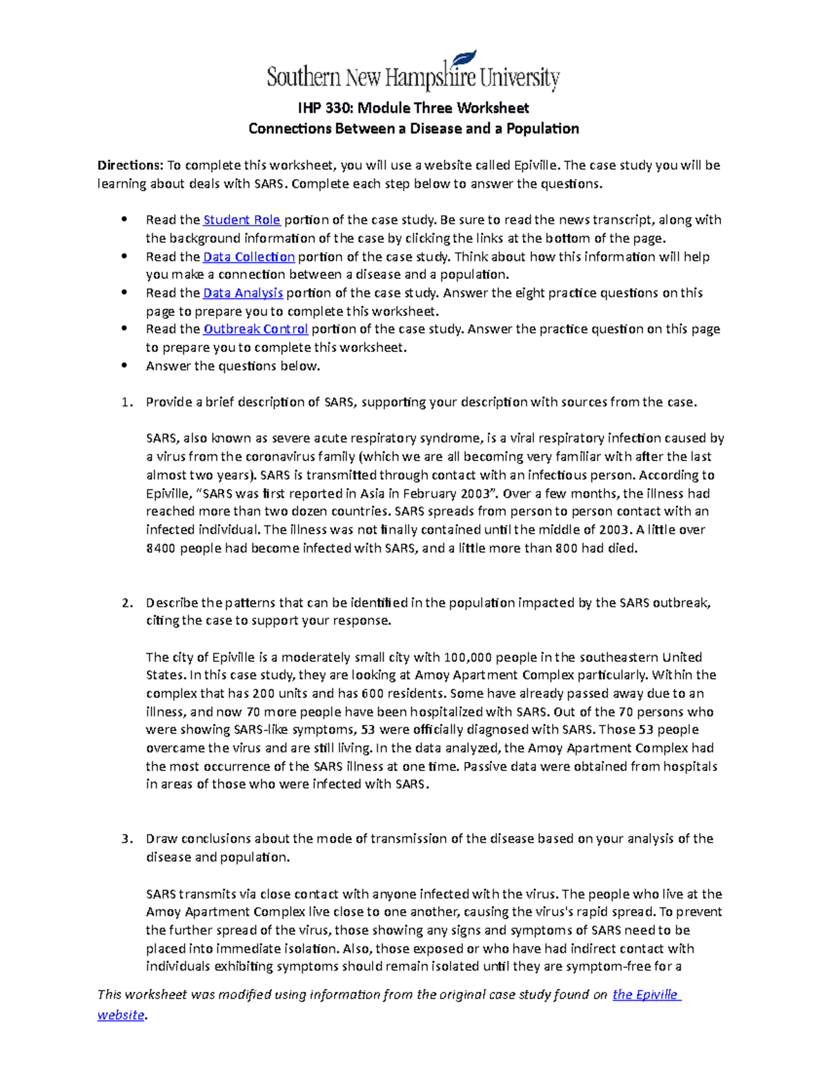 IHP 330 Module Three Worksheet - IHP 330: Module Three Worksheet ...