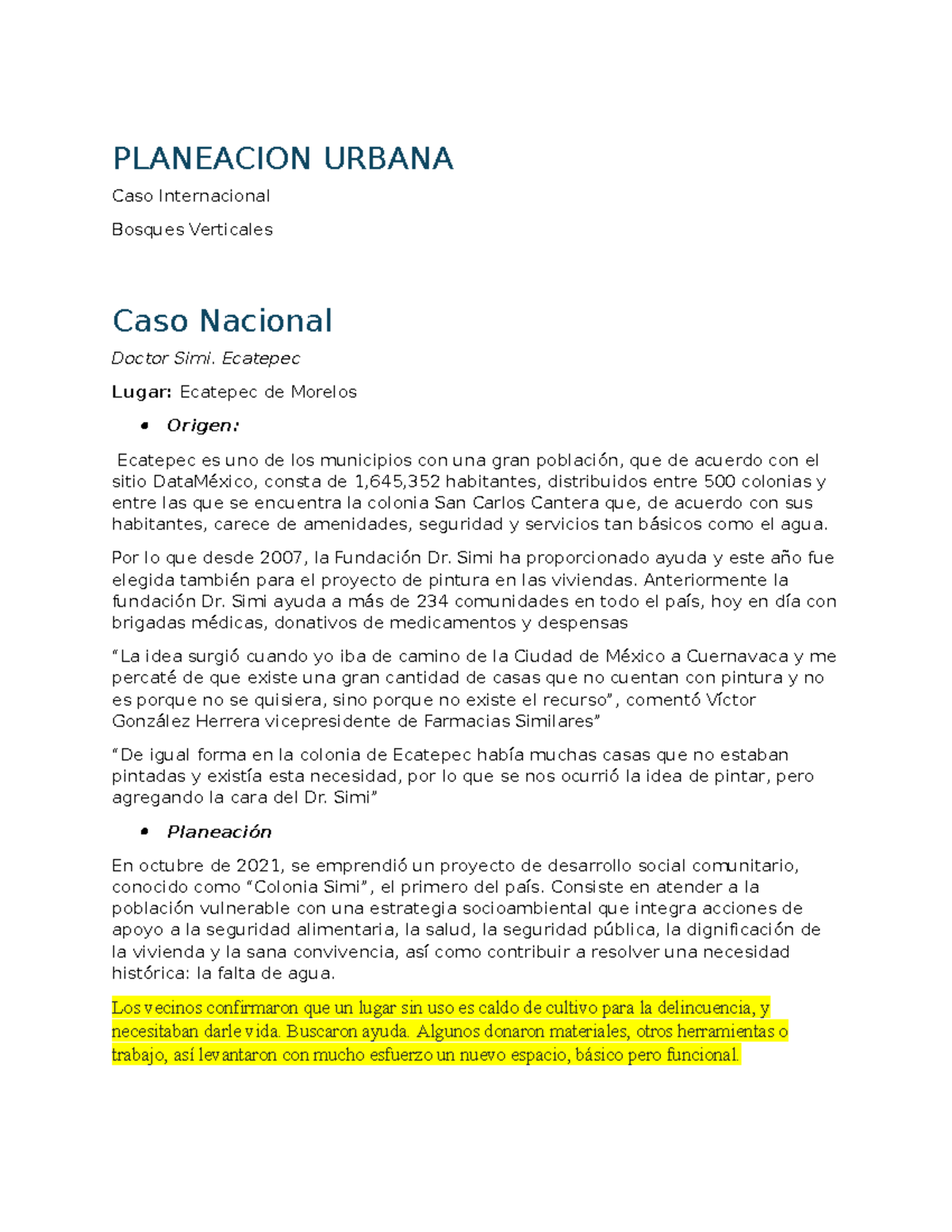 Colonia Simi 2 - PLANEACION URBANA Caso Internacional Bosques ...