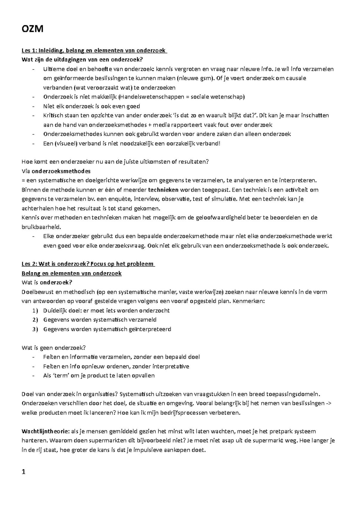 Samenvatting- Onderzoeksmethoden 1 Handelswetenschappen Antwerpen - KU ...