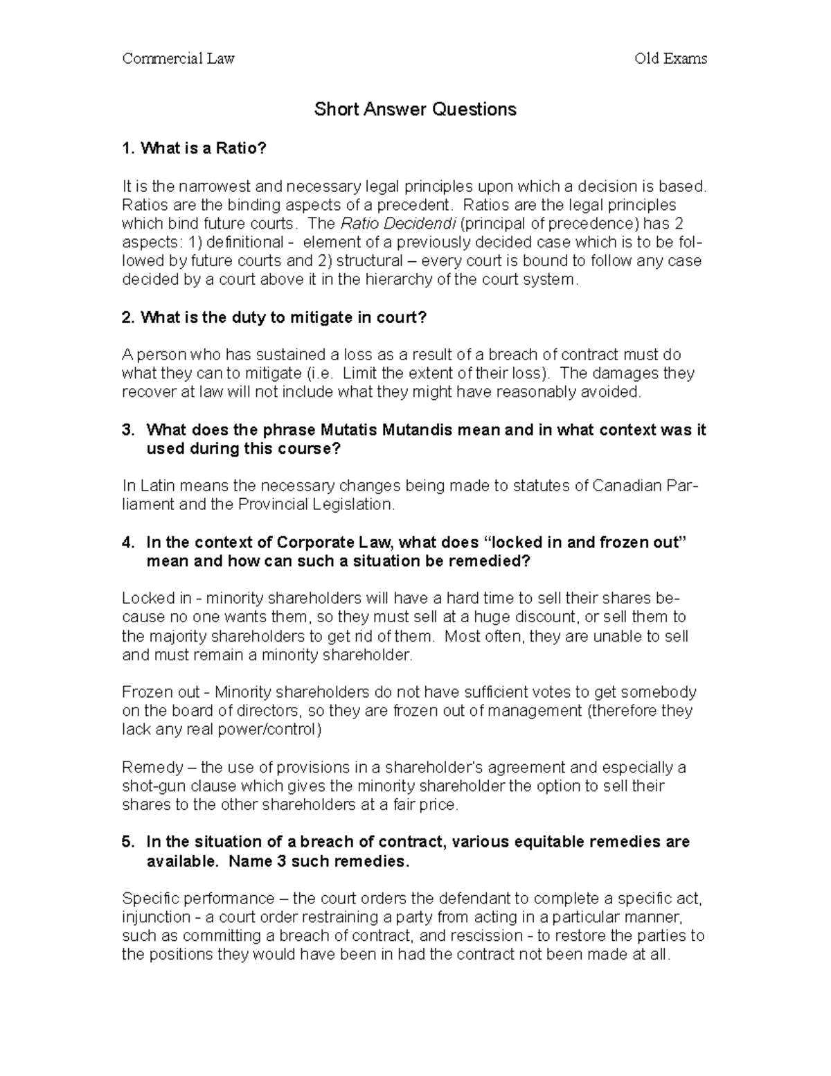 Exam Short Answer - gmgt 4010 - Short Answer Questions 1. What is a ...