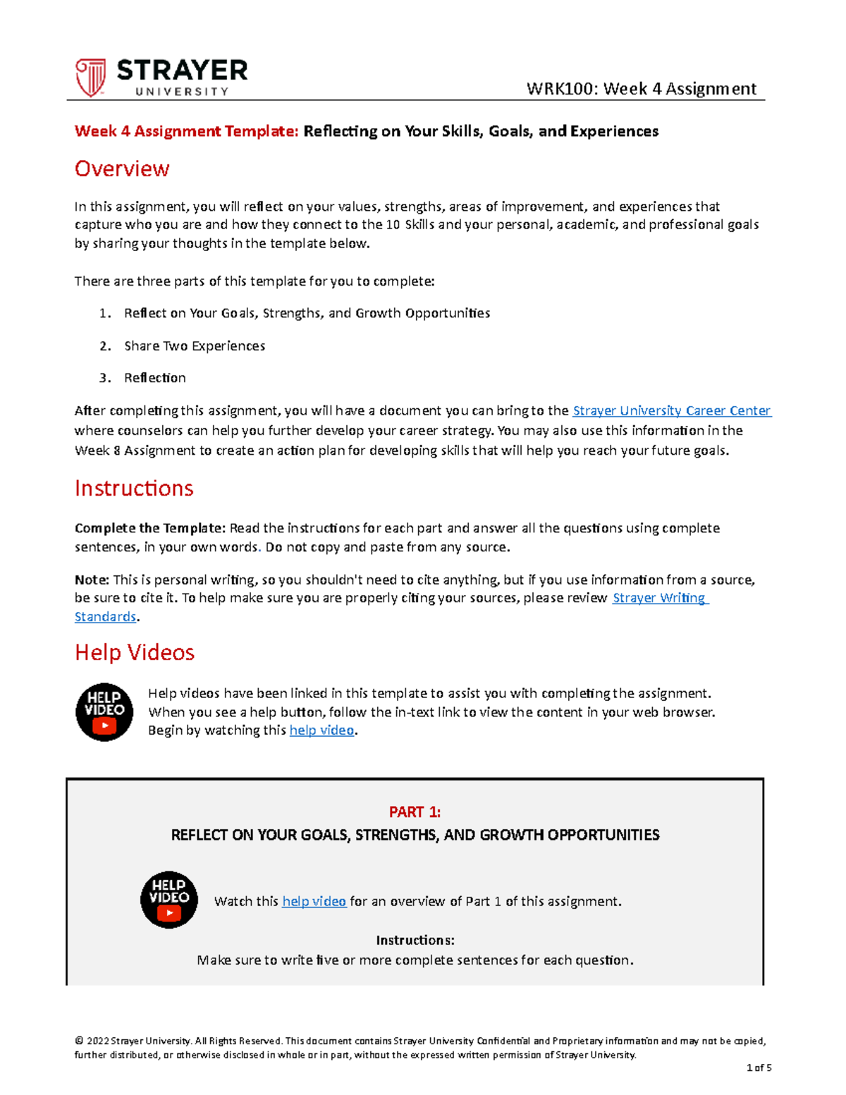 Angela Pearson WRK100 Week4 Reflection - Week 4 Assignment Template: Reflecting on Your Skills ...