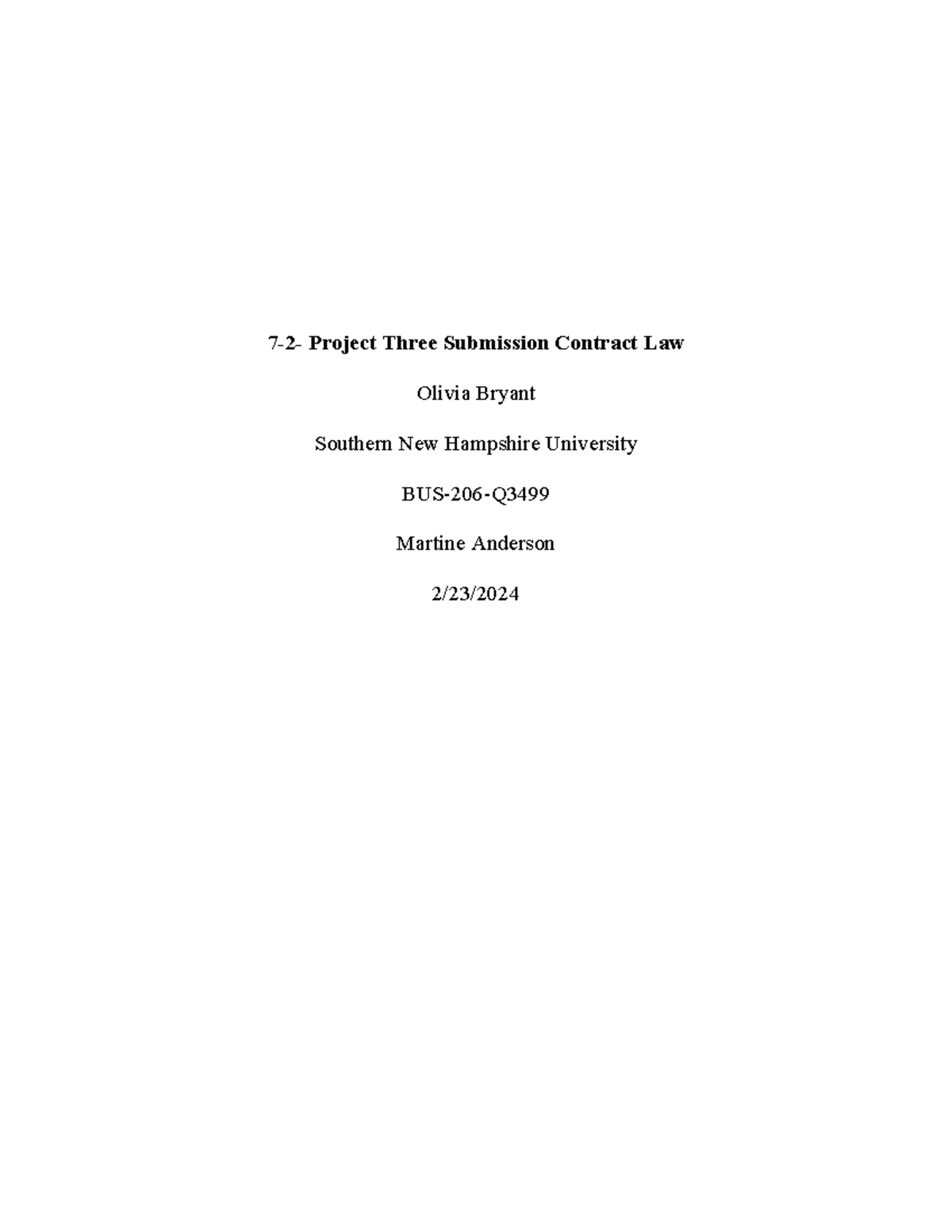 7-2 First Assignment Contract law - 7-2- Project Three Submission ...