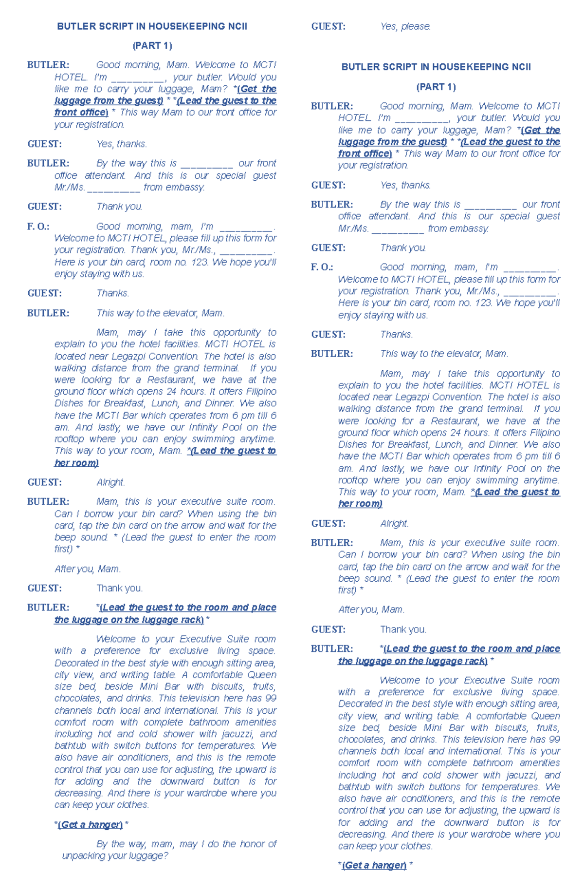 Inbound 7585289161037951596 - BUTLER SCRIPT IN HOUSEKEEPING NCII (PART ...