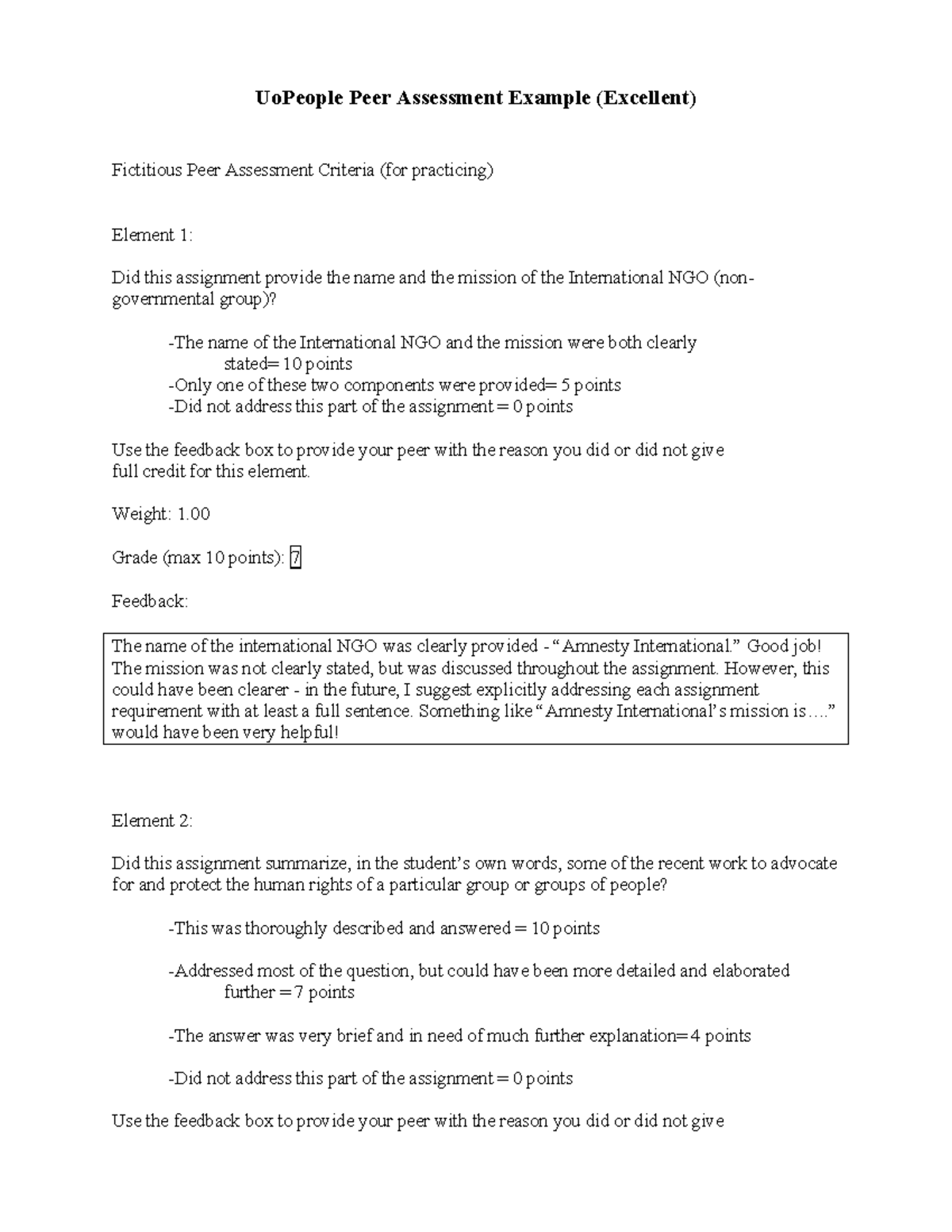 Example-Peer Assessment-Excellent - UoPeople Peer Assessment Example ...