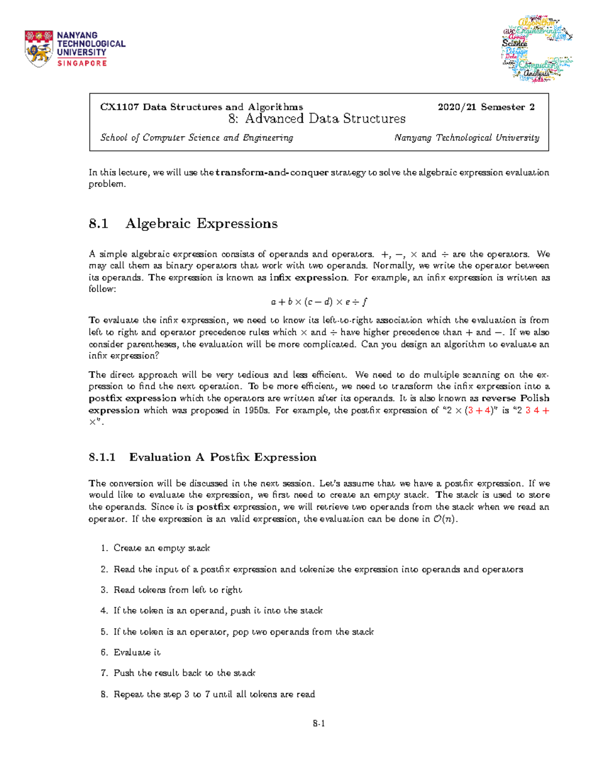 Lecture 8 Advanced Data Structures - CX1107 Data Structures and ...