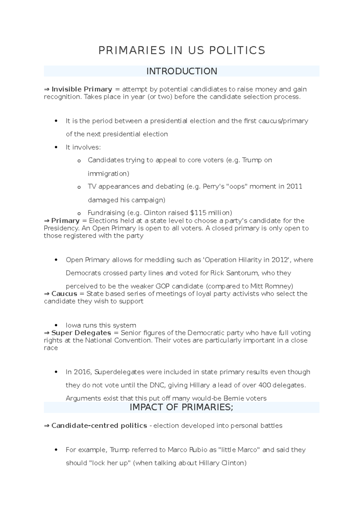 Primaries IN US Politics - PRIMARIES IN US POLITICS INTRODUCTION ⇒ ...