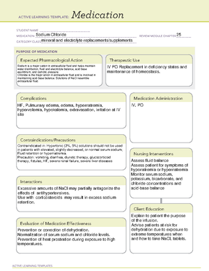 Furosemide (Lasix) - Pharmacology drug card - ACTIVE LEARNING TEMPLATES ...
