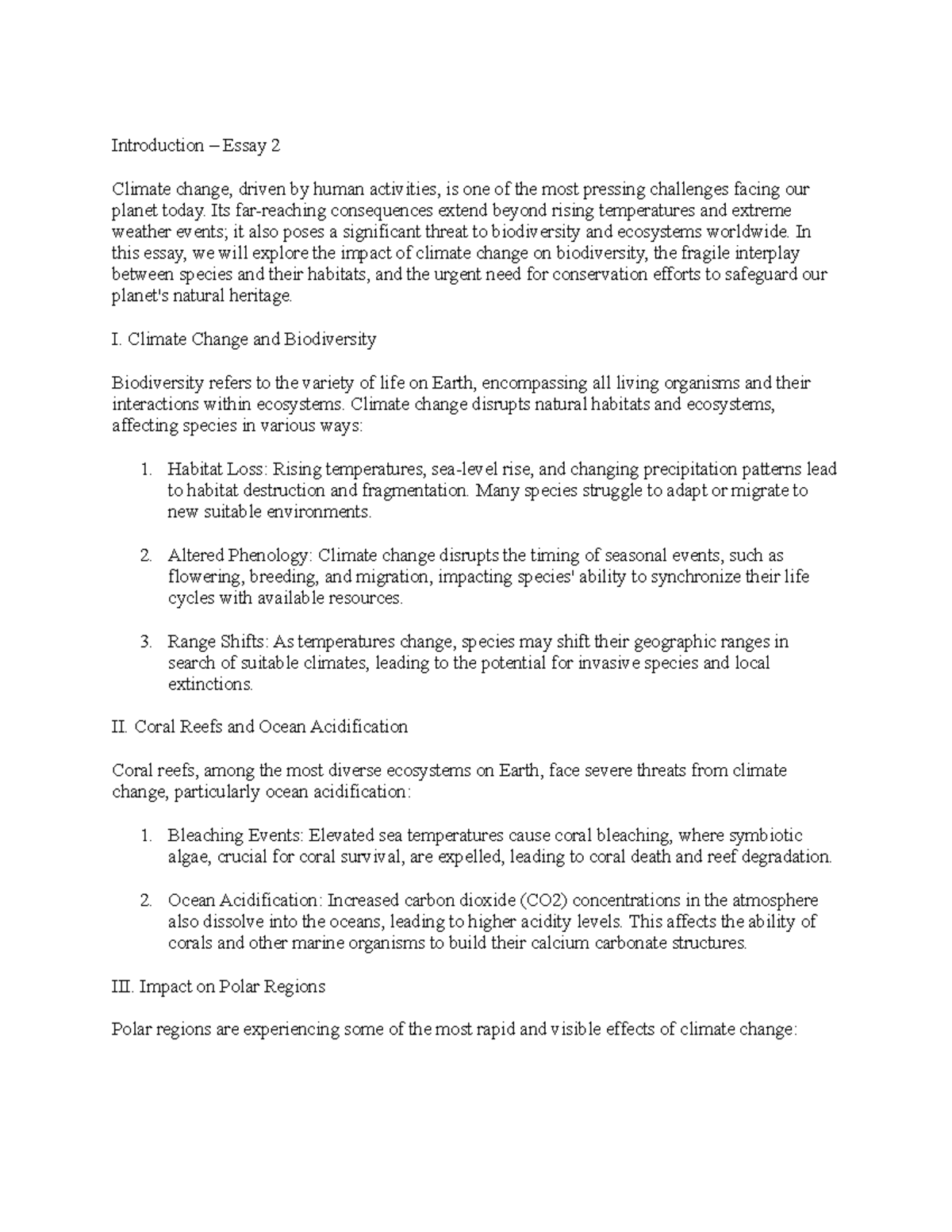 2. ENC Introduction - ENC Intro - Introduction – Essay 2 Climate change ...