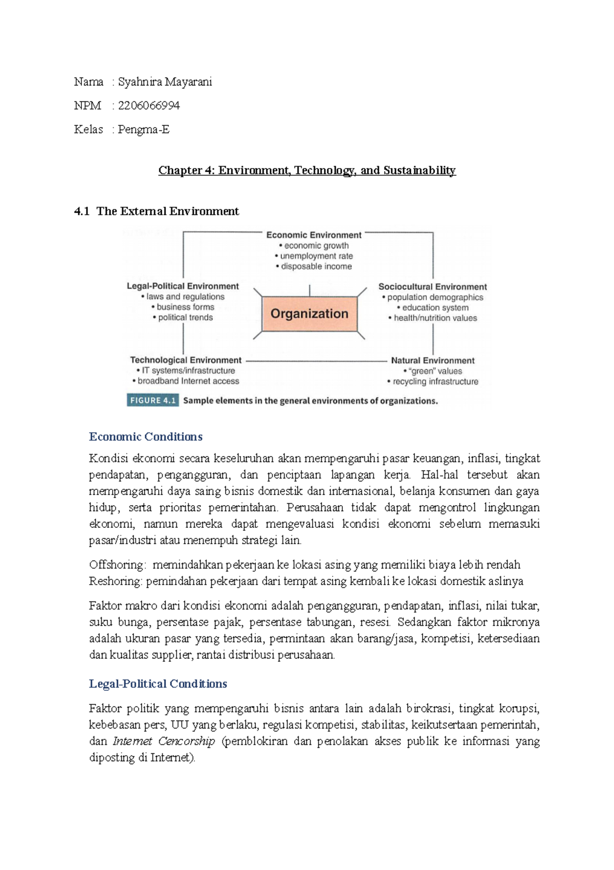 Summary chapter 4 - Management - Nama : Syahnira Mayarani NPM ...