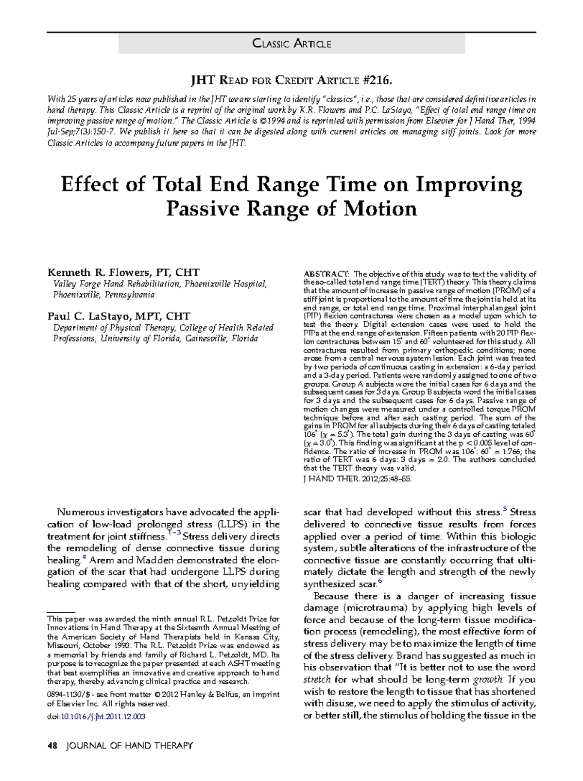 Effect of Total End Range Time on Improving Passive Range of Motion ...