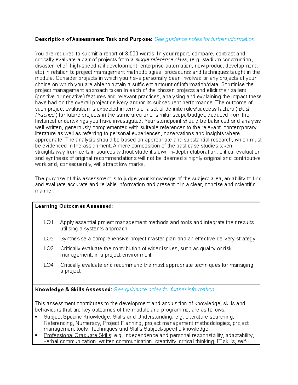 Project management 1 - Description of Assessment Task and Purpose: See ...