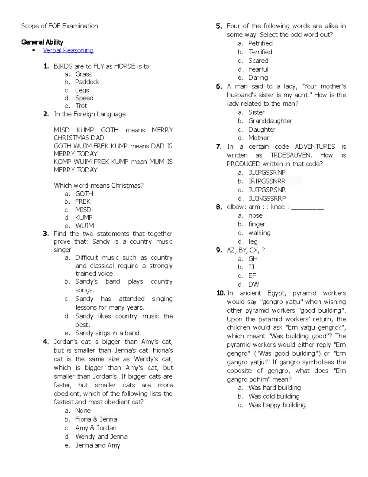 Scope of FOE Examination ( General Ability).docx · version 1 - Scope of ...