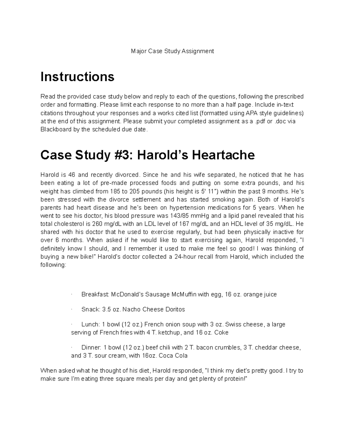 Major Case Study Assignment Final - Major Case Study Assignment Instructions Read the provided ...