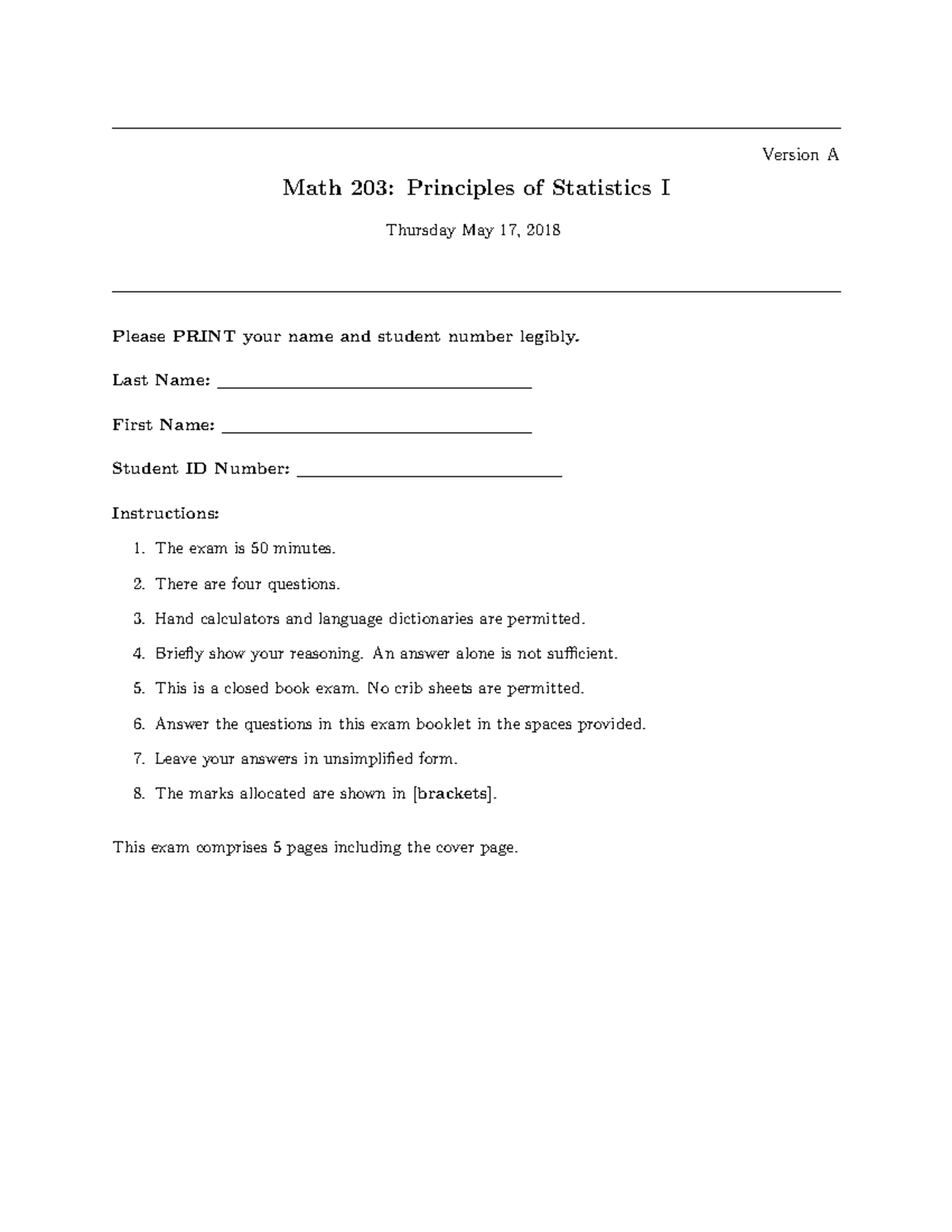 Math 203 Midterm Exam Questions - Studocu