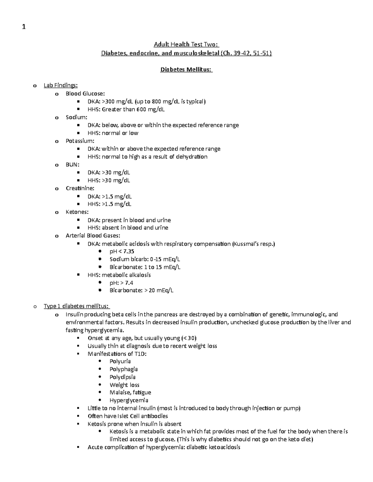 Test two study guide - Adult Health Test Two: Diabetes, endocrine, and ...