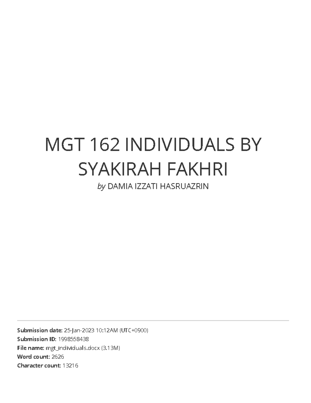 MGT 162 Individuals BY Syakirah Fakhri - MGT 162 INDIVIDUALS BY ...