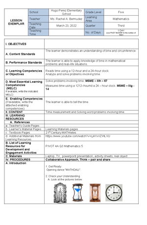 Lesson-PLAN- Draft - Semi-Detailed Lesson Plan Prepared by: Mark ...