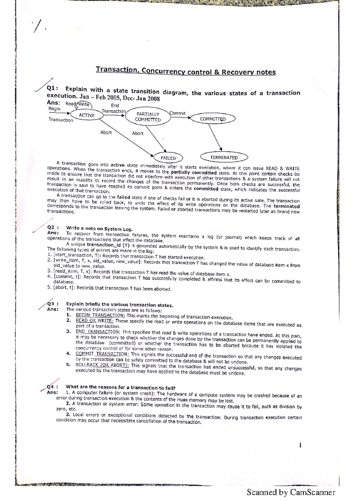 UNIT-5 Transcation Management - Database Management system - Studocu