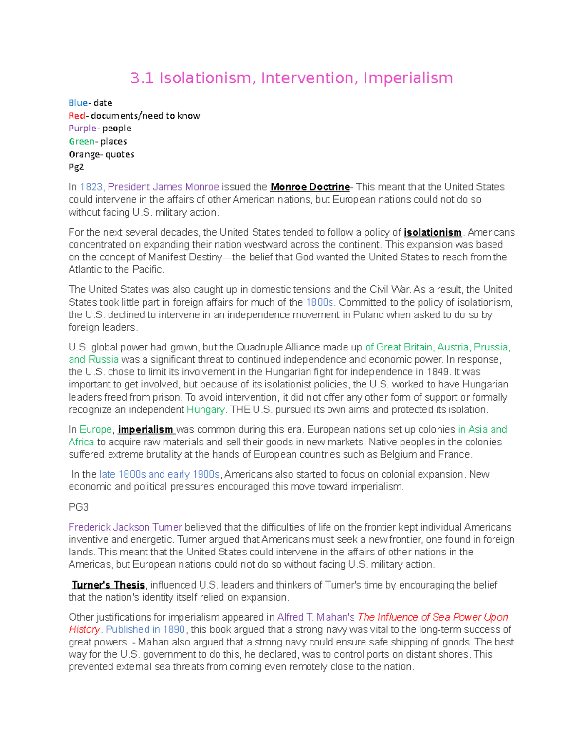 Module 3 U.S. History - mod 3 notes - 3 Isolationism, Intervention ...