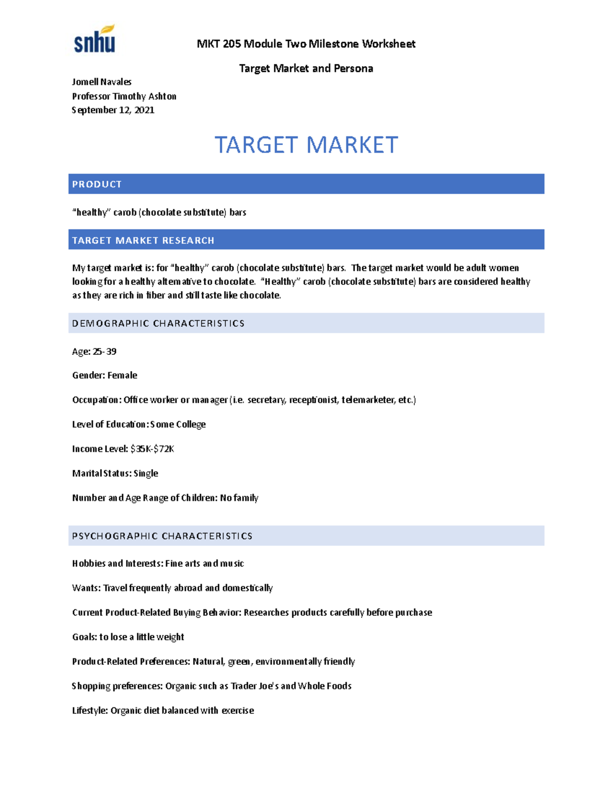MKT205 Module Two Milestone Navales - MKT 205 Module Two Milestone ...