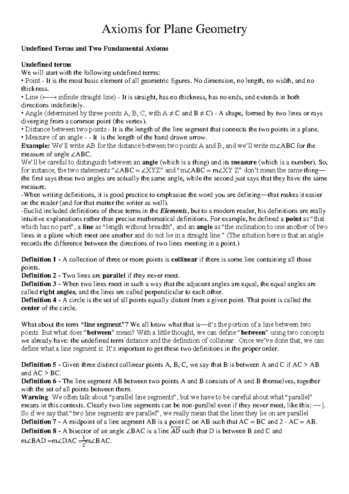 Axioms-for-Plane-Geometry (Final) - Axioms for Plane Geometry Undefined ...