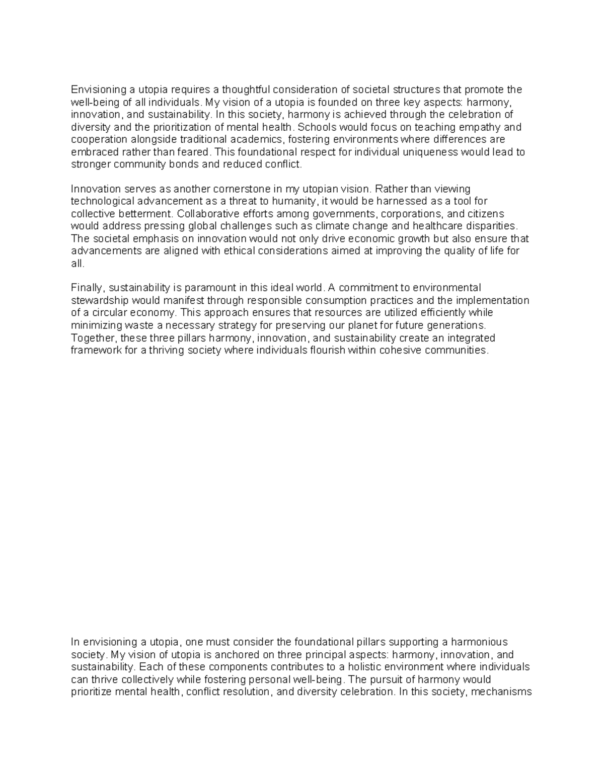 Writing an Informative Essay about a Utopia - Envisioning a utopia ...