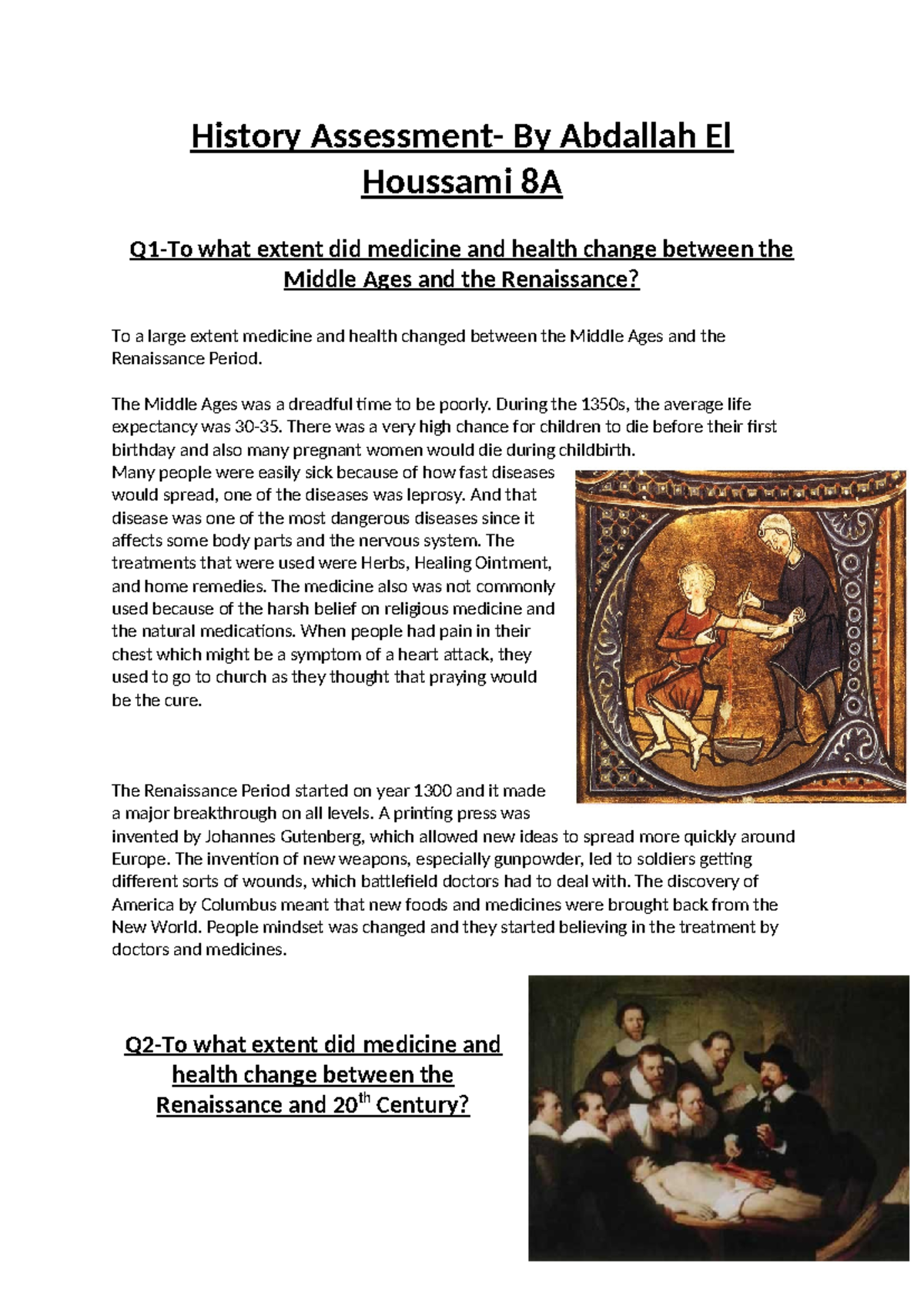 Questions for History assessment - History Assessment- By Abdallah El ...