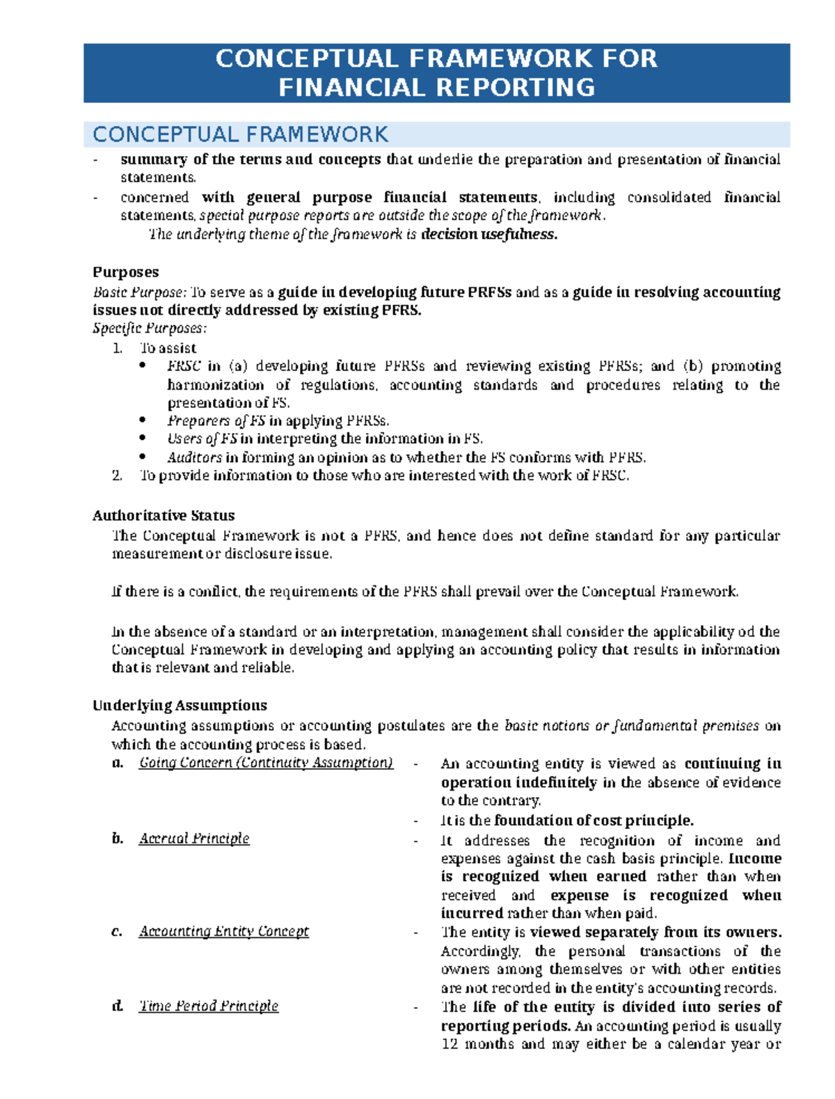 FAR02-Conceptual-Framework - CONCEPTUAL FRAMEWORK FOR FINANCIAL REPORTING CONCEPTUAL FRAMEWORK ...