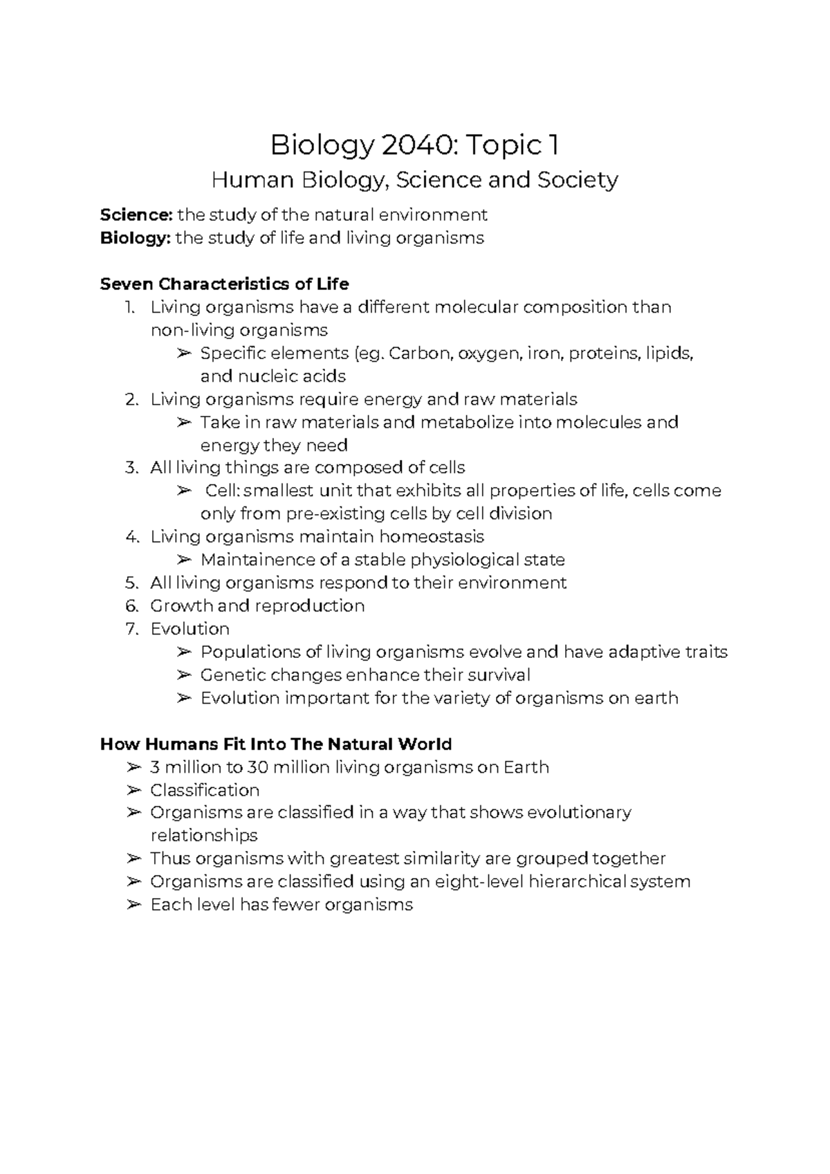 Biology 2040 Topic 1 - Biology 2040: Topic 1 Human Biology, Science and ...